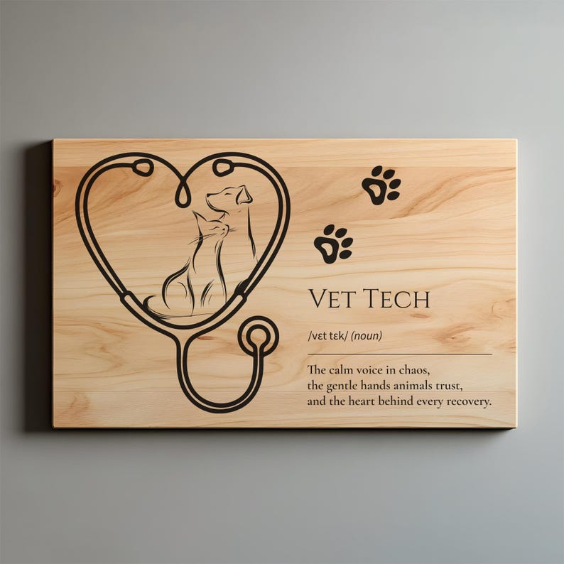 Vet Tech Definition SVG PNG, Cutting Board, Lightburn Laser Files ...