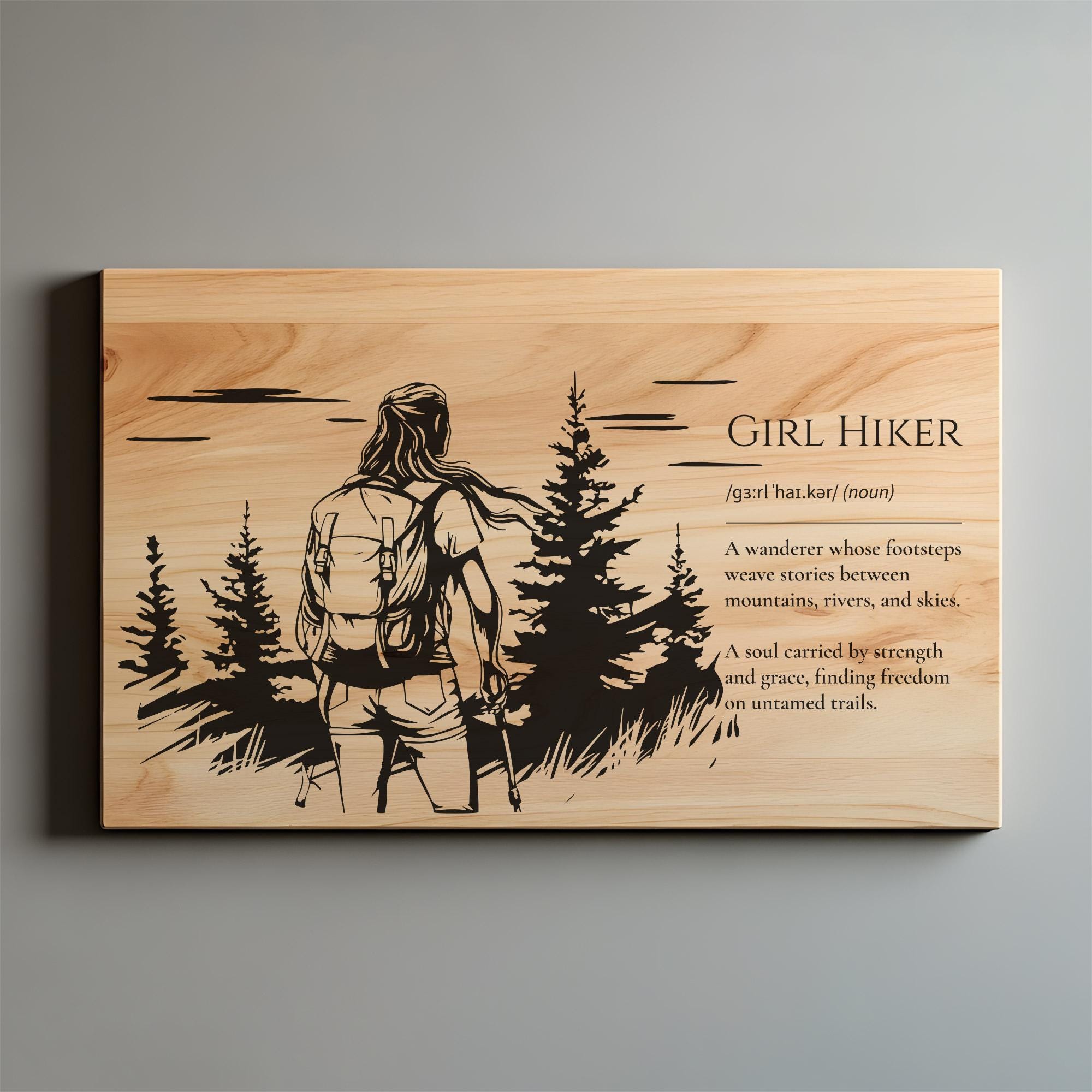 Hiking Girl SVG, PNG, Hiking Cutting Board, Definition Wall Art, Laser ...