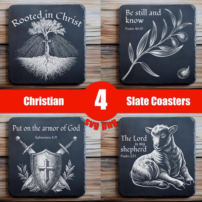 Christian Bundle SVG, PNG, Slate Coaster Engraving, Bible Verse ...