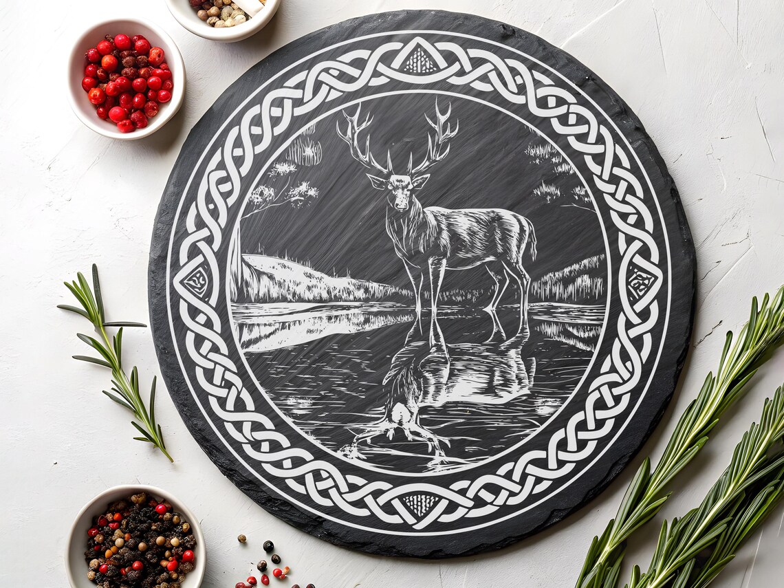 Deer Slate Coaster Engraving SVG, PNG, Hunting Slate Board, Cutting ...