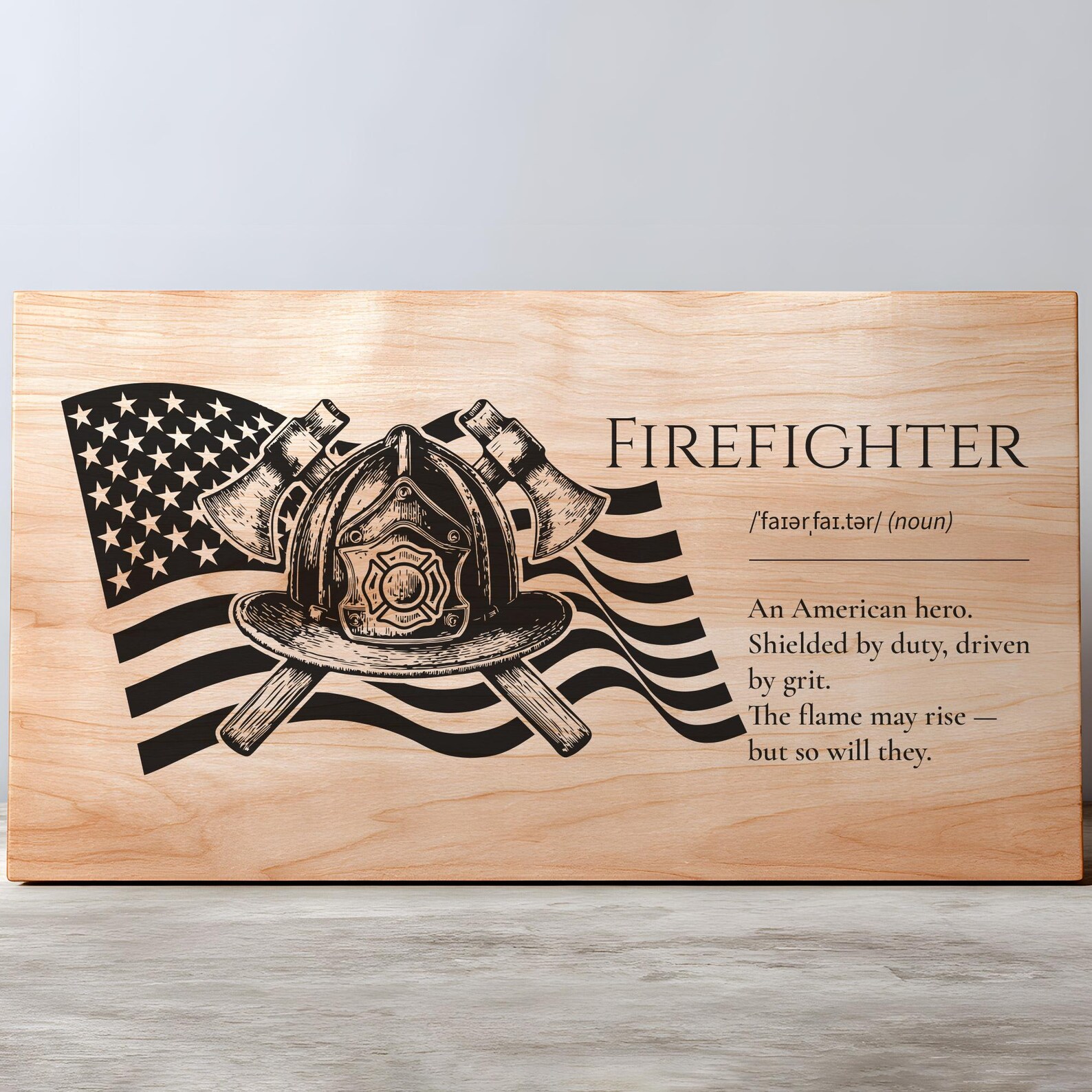 Patriotic Firefighter Definition, Encouragement Print, Cutting Board ...