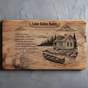 Lake Cabin Rules SVG PNG, Charcuterie, Cutting Board Laser Engrave ...