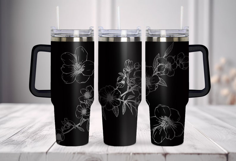 Spring Flowers Tumbler Laser Svg, 40oz Tumbler Full Wrap Laser Svg ...