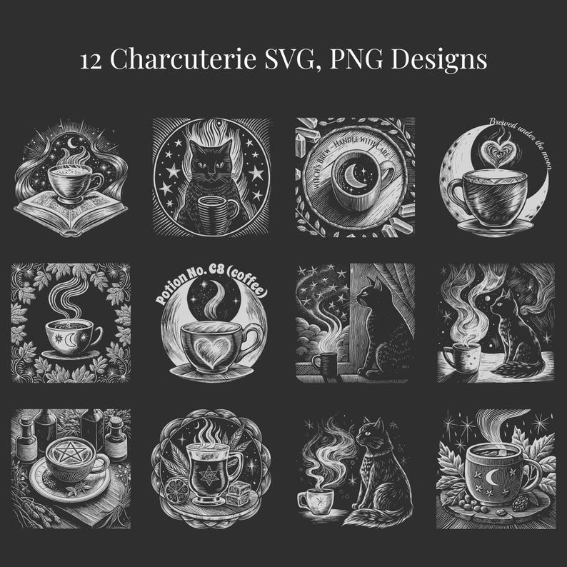 Magical Coaster Set SVG, PNG, Slate Coaster Engraving, Mystical Coaster ...