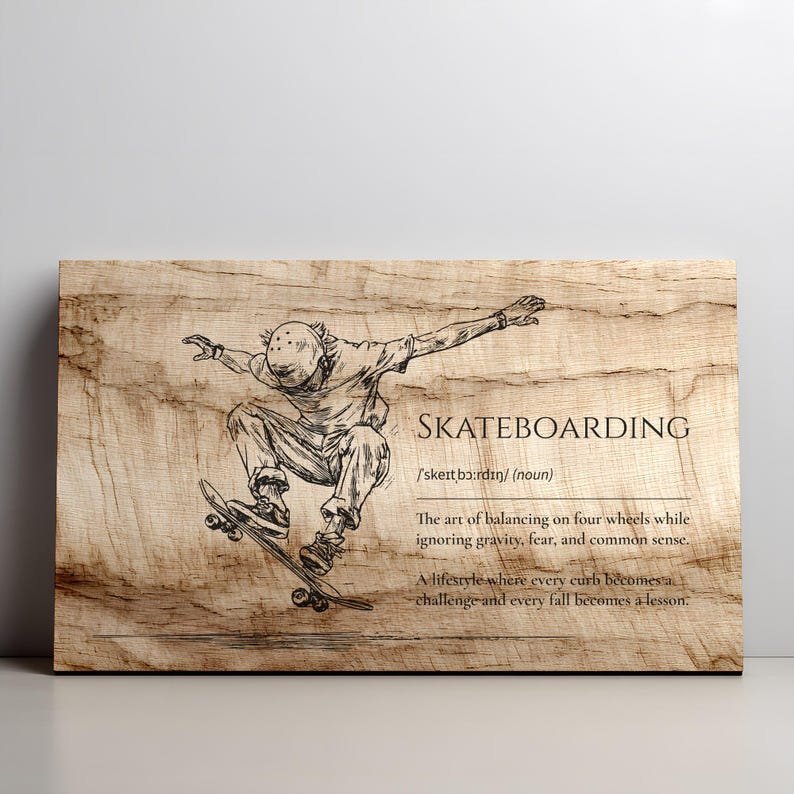 Skateboarding Definition SVG PNG, Lightburn Laser, Skateboarder Sign ...