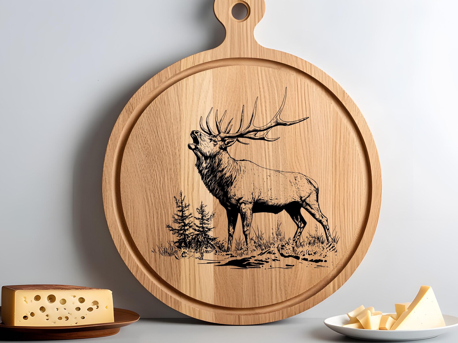Bugling Elk Svg, Buck Hunting Charcuterie Cutting Board Laser Engrave ...