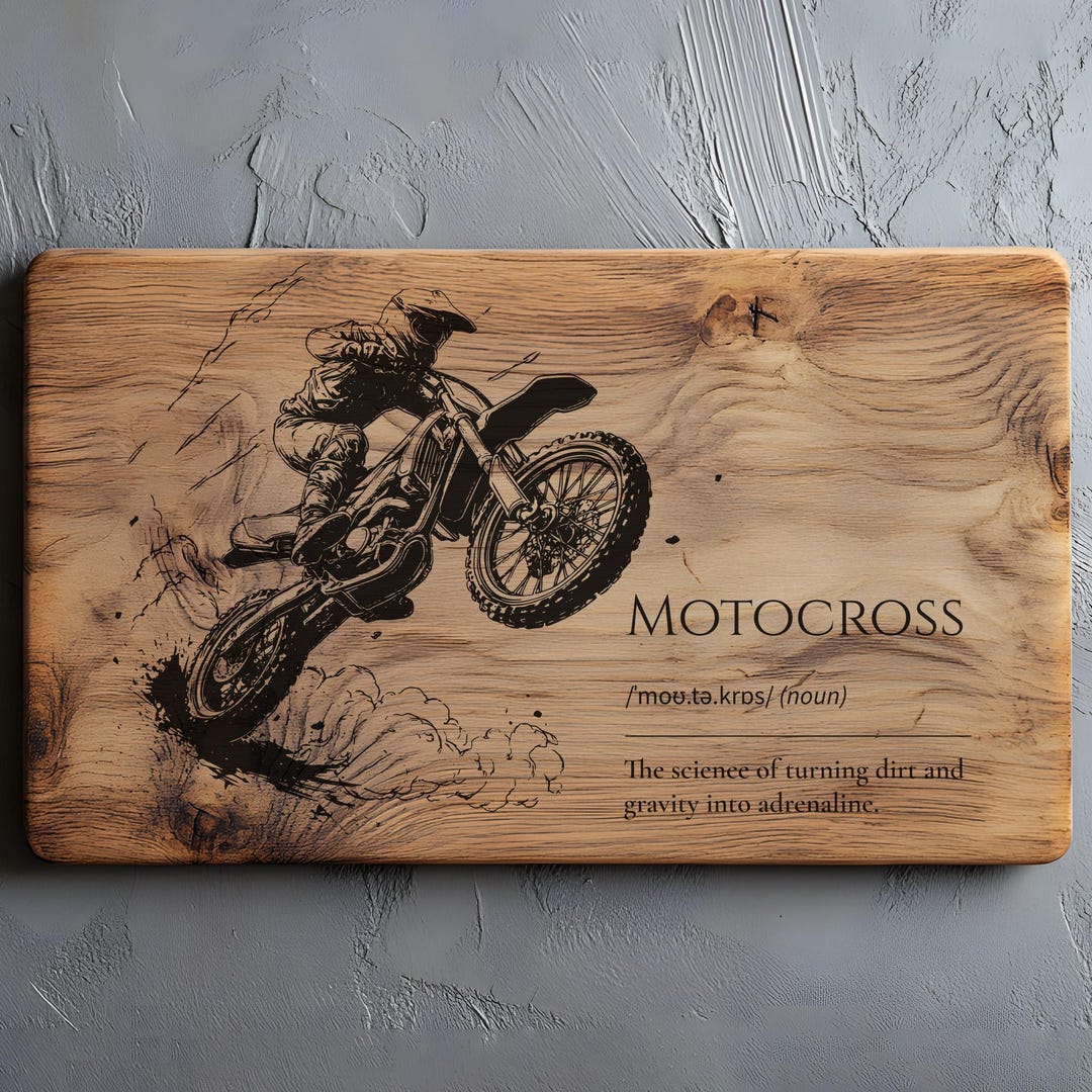 Motocross Definition, Cutting Board SVG PNG, Lightburn Laser, Wood Sign ...
