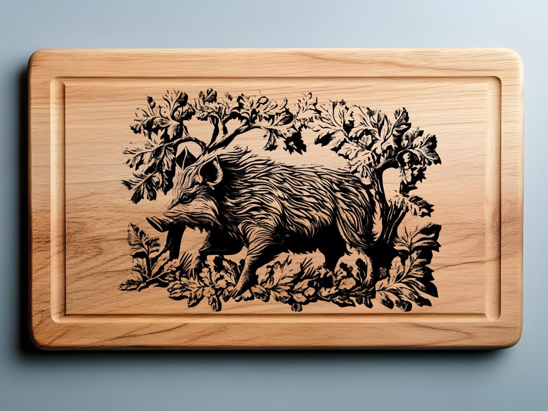 Wild Boar Laser Files Charcuterie Cutting Board Laser Engrave SVG File ...