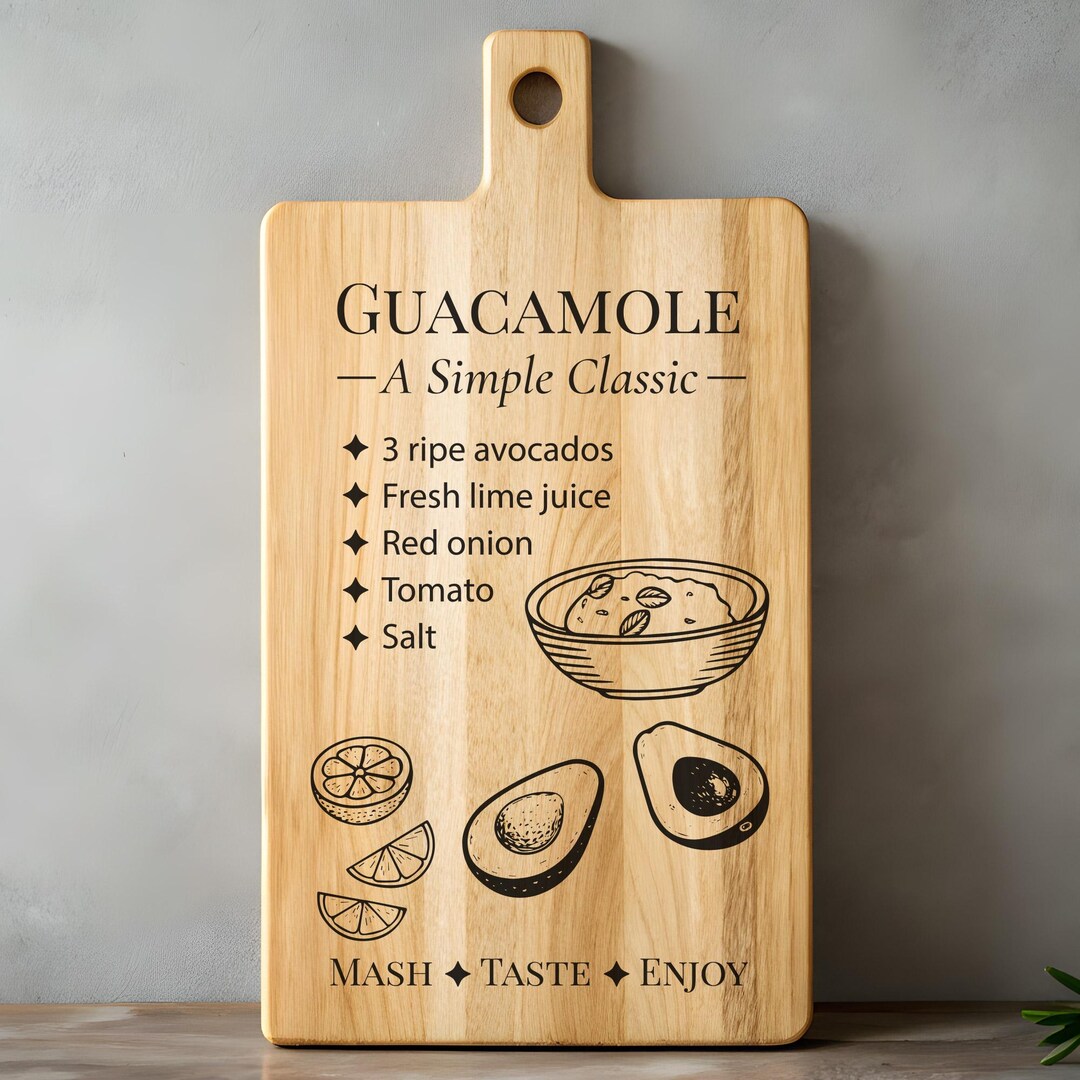 Custom Recipe Guacamole SVG PNG for Cutting Board, Charcuterie, Laser ...
