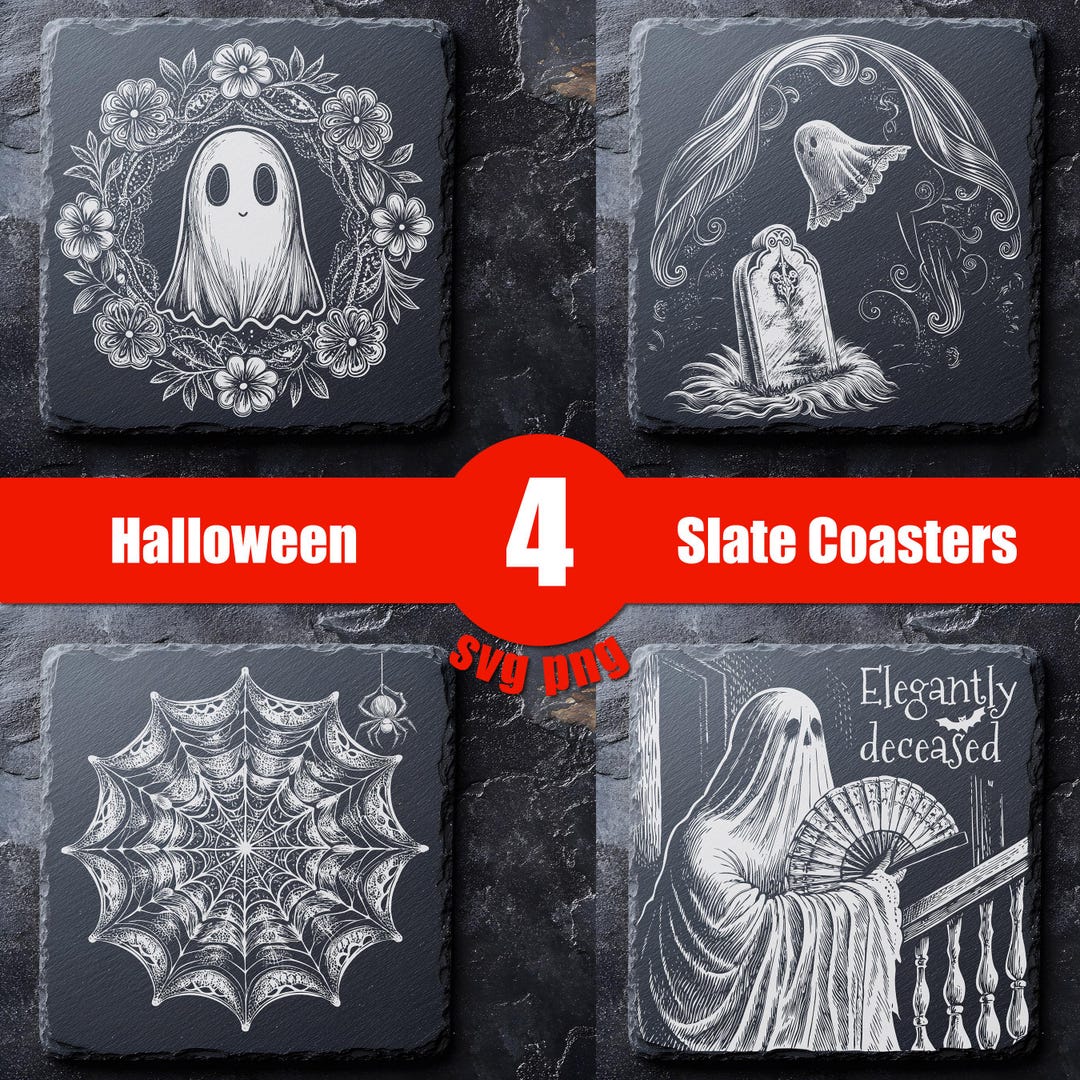 Funny Halloween Coaster Set SVG, PNG, Halloween Laser Svg, Funny ...