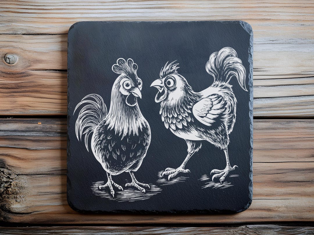 Crazy Chickens SVG, PNG Slate Coaster, Funny Chicken Slate Board ...