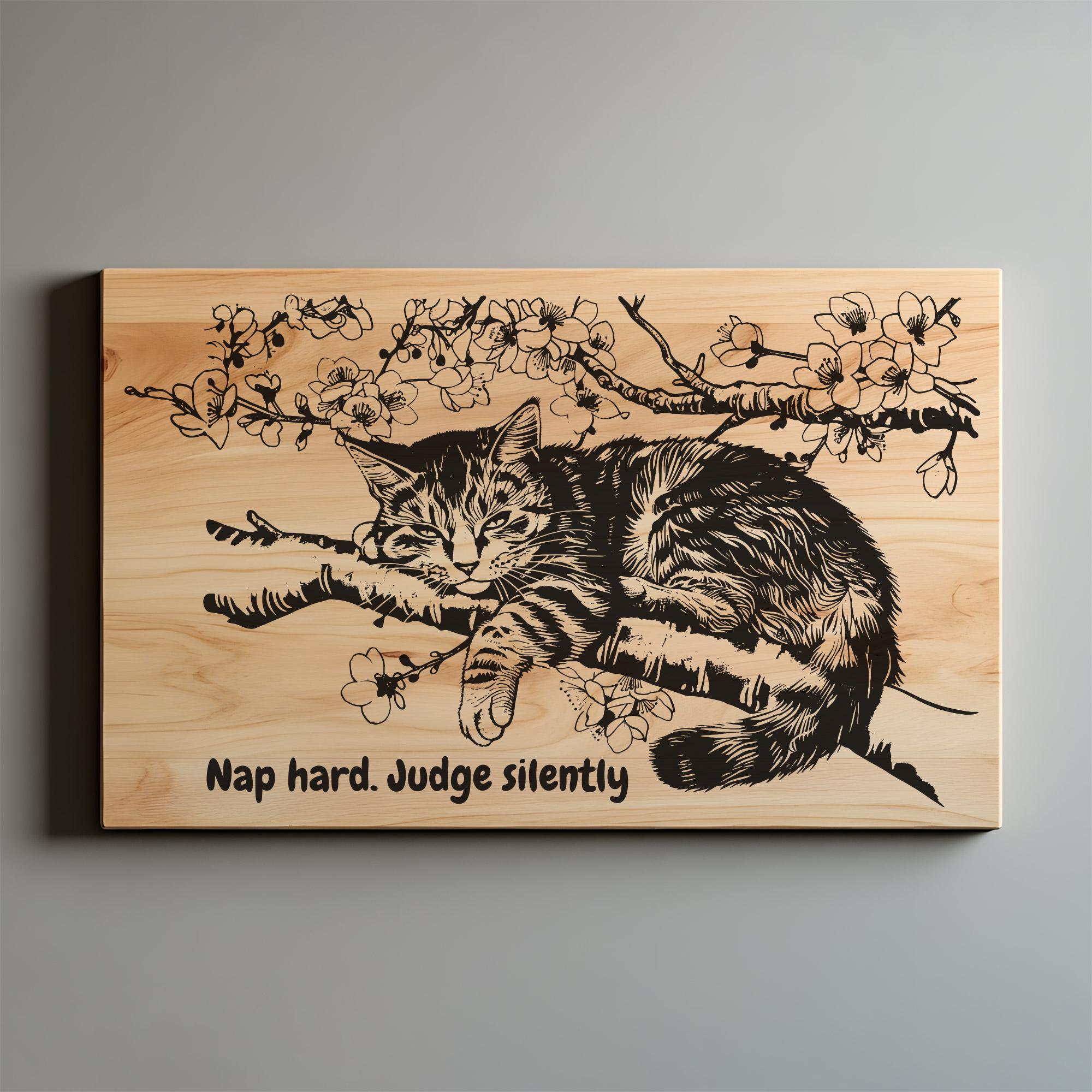Nap Hard. Judge Silently, Charcuterie SVG, PNG , Cat Cutting Board ...