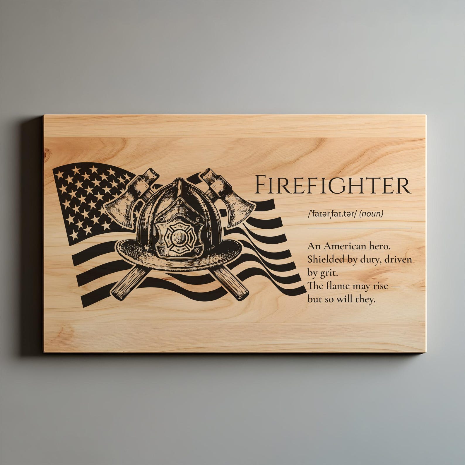 Patriotic Firefighter Definition, Encouragement Print, Cutting Board ...