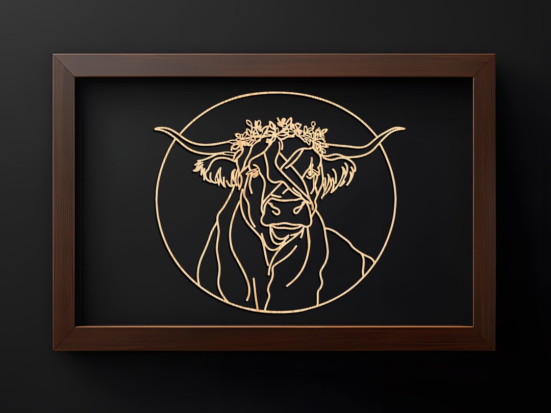 Highland Cow Line Art SVG Signs Laser, Sun Catchers, Frame Decor. Line ...