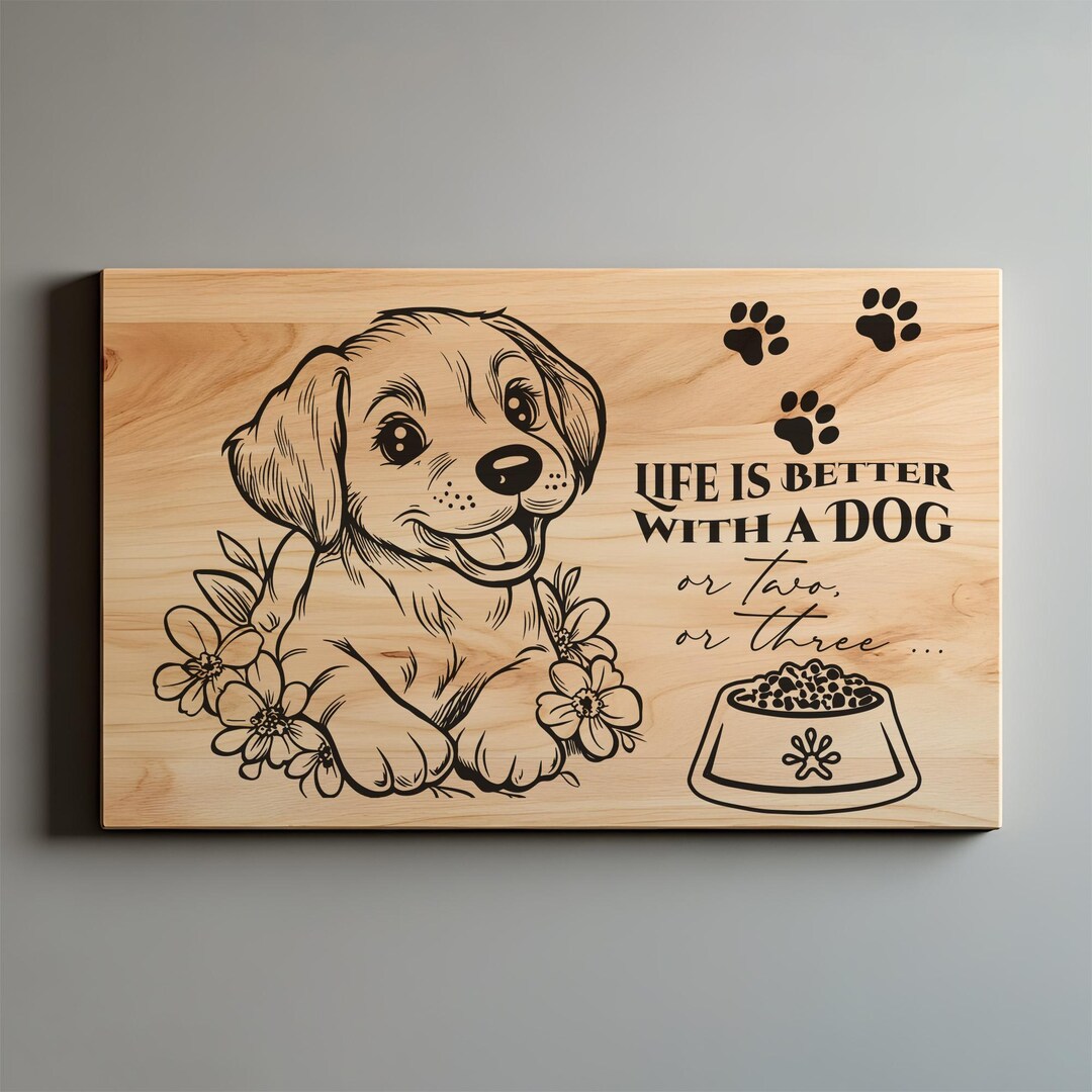Life is Better With Dogs, Charcuterie, Cutting Board Laser Engrave SVG ...