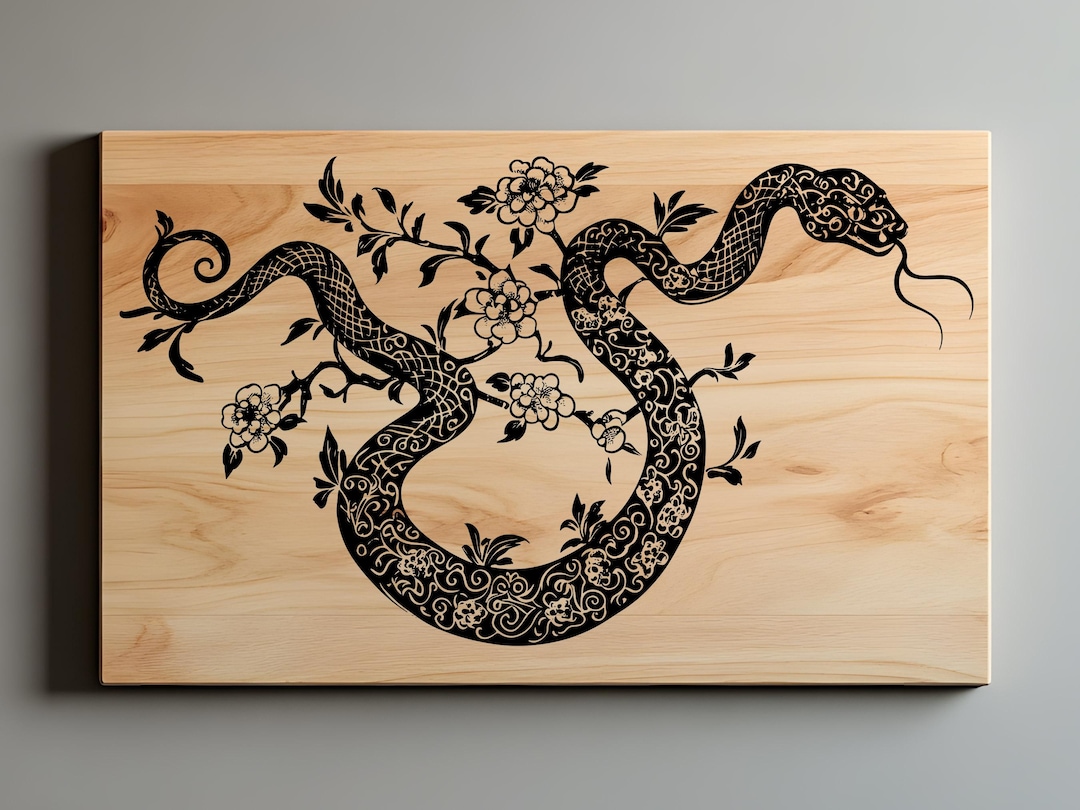 Floral Snake Charcuterie Cutting Board Laser Engrave SVG, PNG Files ...