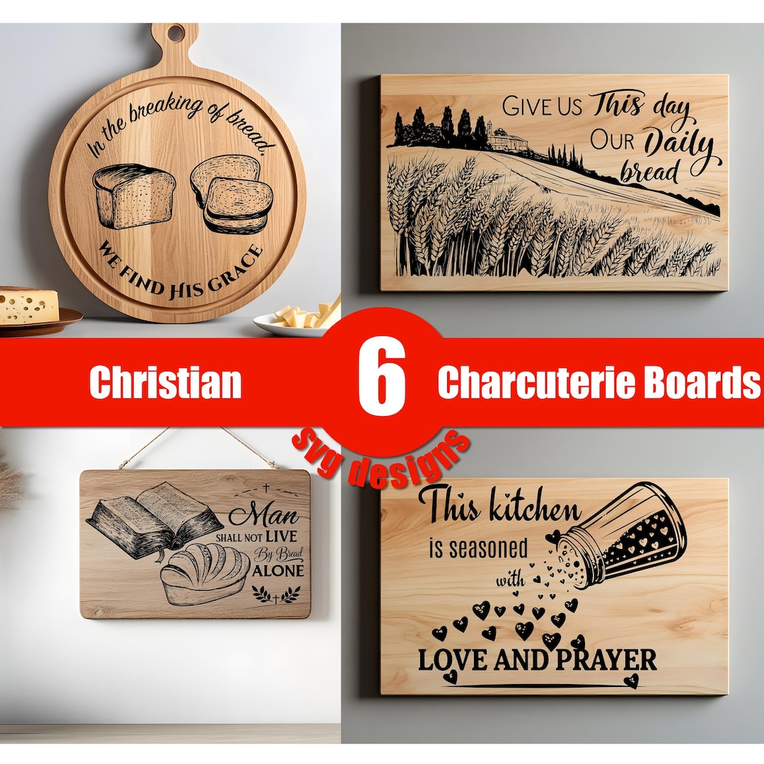 Christian Cutting Board Bundle, 6 Charcuterie Laser Engrave SVG Files ...