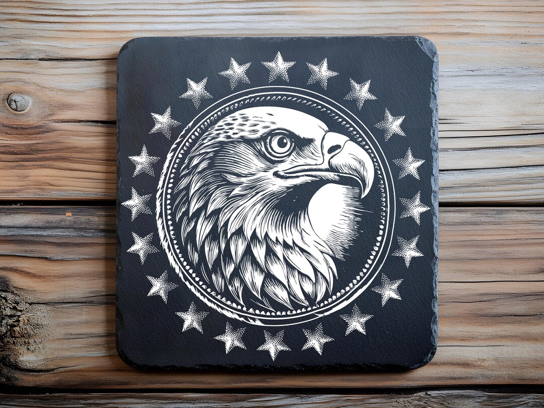 Bald Eagle SVG, PNG Slate Coaster Engraving, Patriotic Slate Board ...