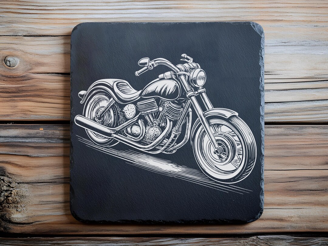 Motorcycle Coaster SVG, PNG Slate Coaster Engraving, Biker Slate Board ...