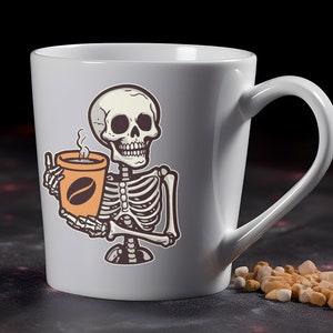 Happy Skeleton Drinking Coffee SVG, PNG. Skeleton Coffee SVG. Halloween ...