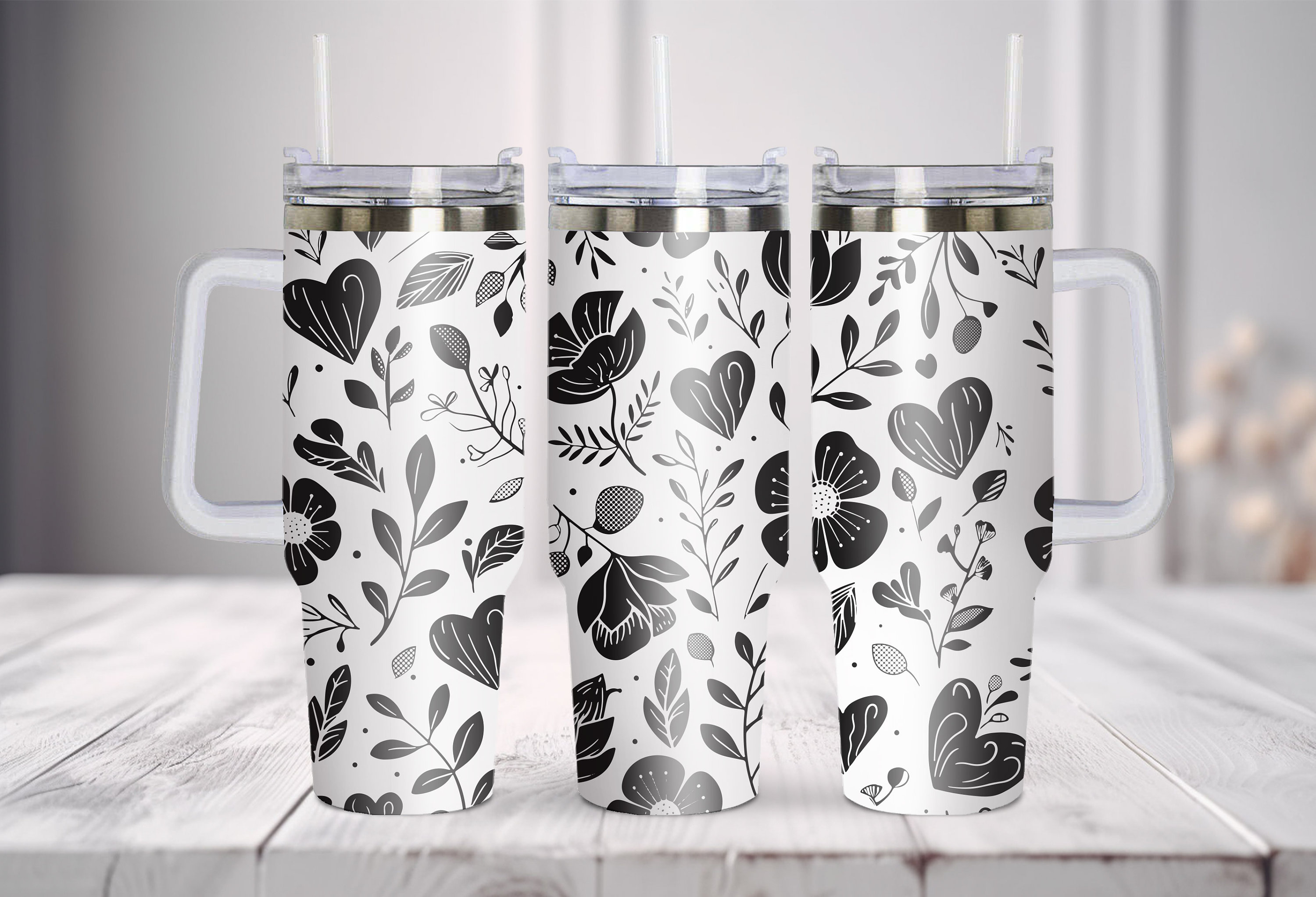 Floral Heart Tumbler SVG Bundle | 6 Laser Wraps, 40oz Cup Designs - Etsy