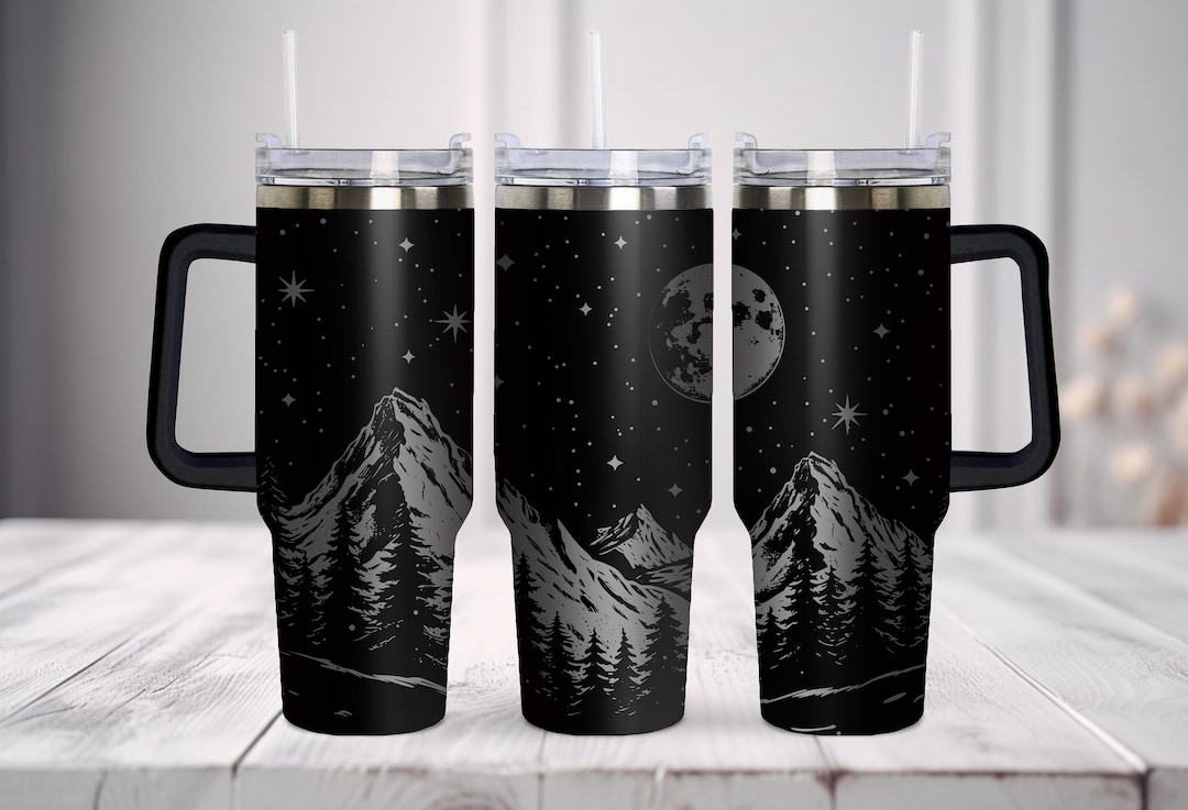 Engraved Mountain Tumbler Wrap Laser Svg, 40oz Tumbler Full Wrap Laser ...