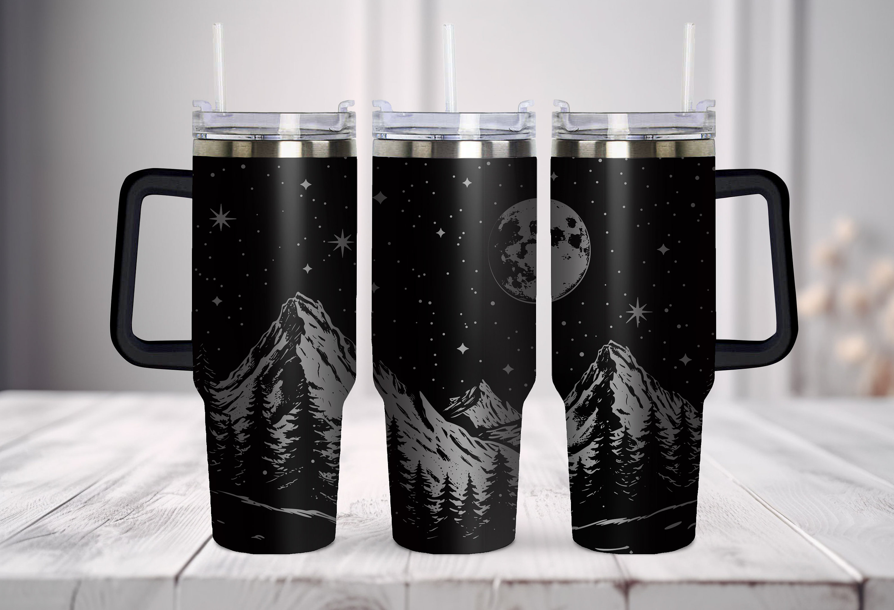 Engraved Mountain Tumbler Wrap Laser Svg, 40oz Tumbler Full Wrap Laser ...