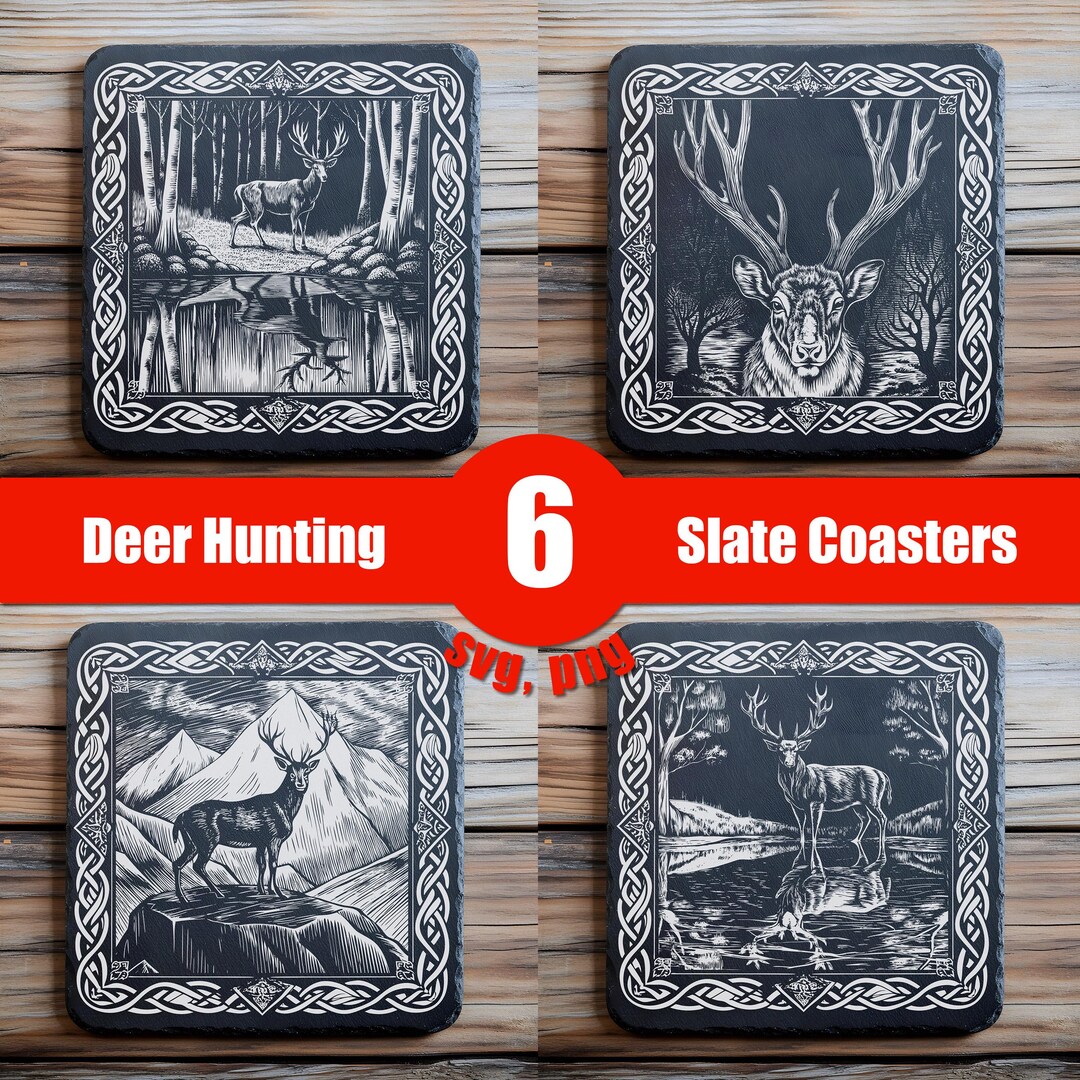 Woodland Deer PNG, SVG Bundle, Slate Coaster Engraving, Png Slate Board ...
