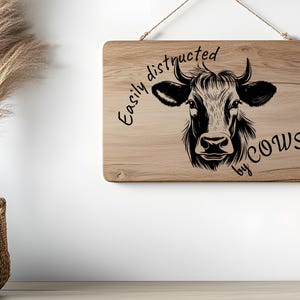 Easily Distracted by Cows Charcuterie Cutting Board Laser Engrave SVG ...