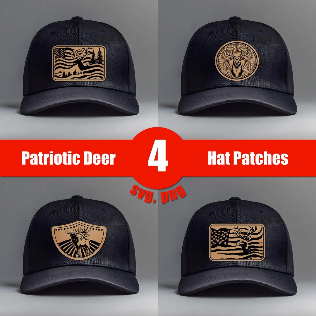 Deer Hunting Hat Patch Designs SVG PNG, Laser Leather Patch File ...
