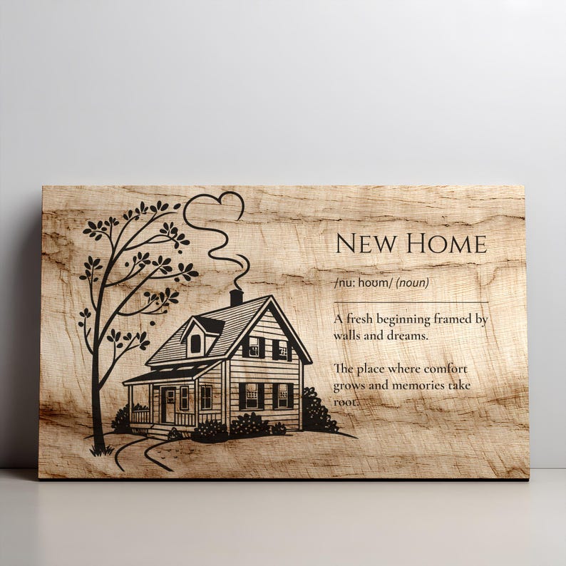 New Home Definition Wall Decor SVG, PNG, New Beginnings Sign, Wood Sign ...