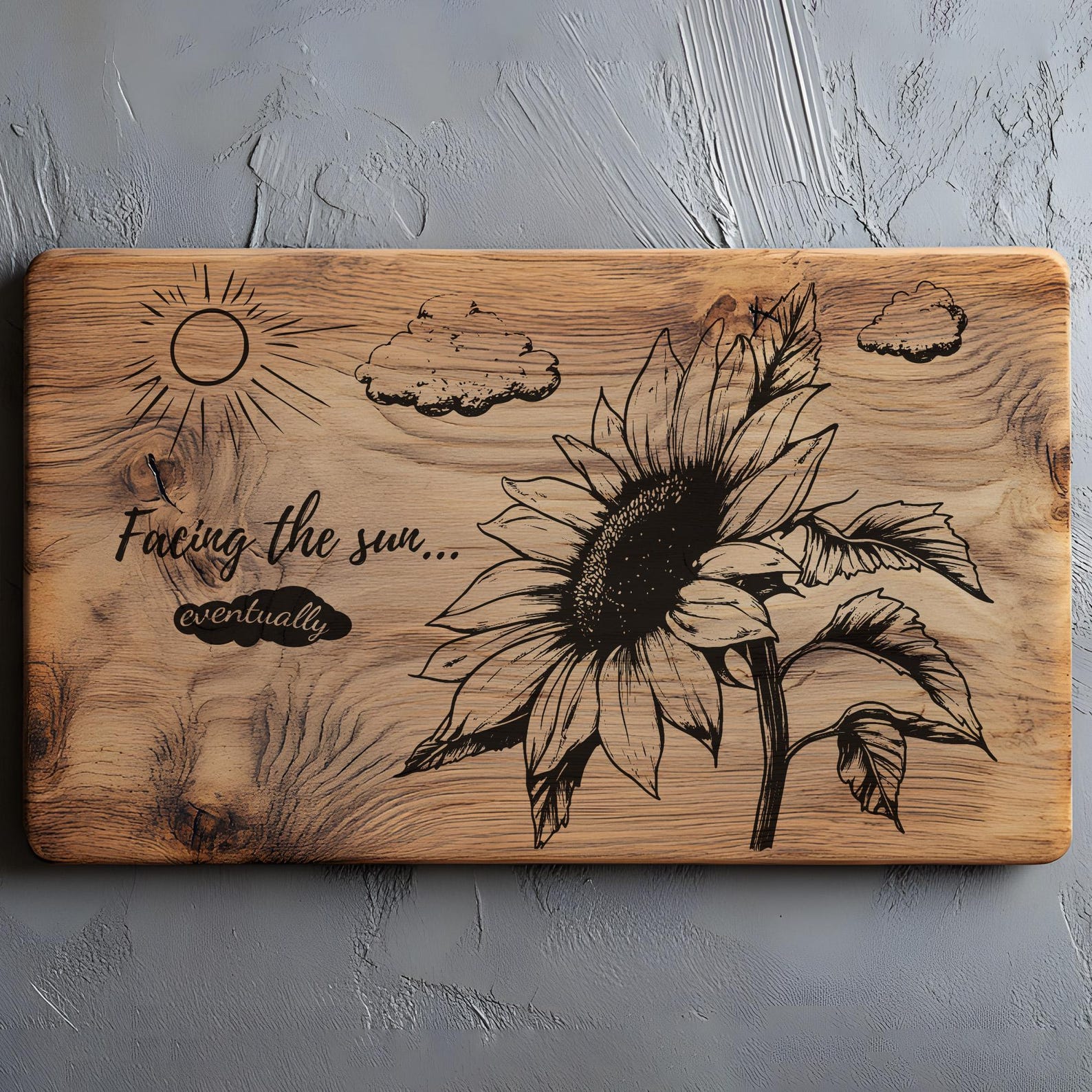 Facing the Sun Sunflowers Laser Engraved Files SVG, PNG. Charcuterie ...