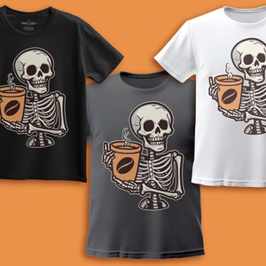 Happy Skeleton Drinking Coffee SVG, PNG. Skeleton Coffee SVG. Halloween ...