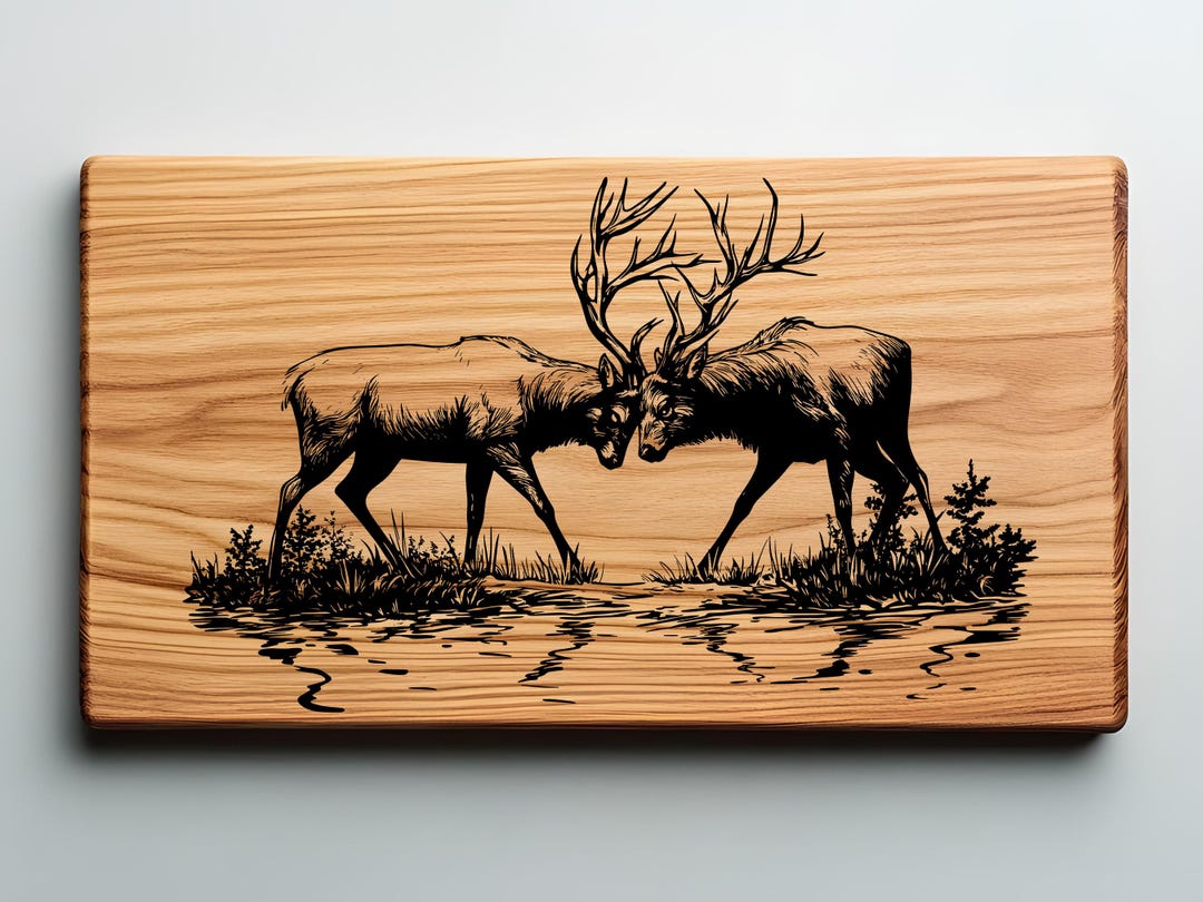 Buck Hunting Cutting Board, Charcuterie Laser Engrave SVG File, Deer ...