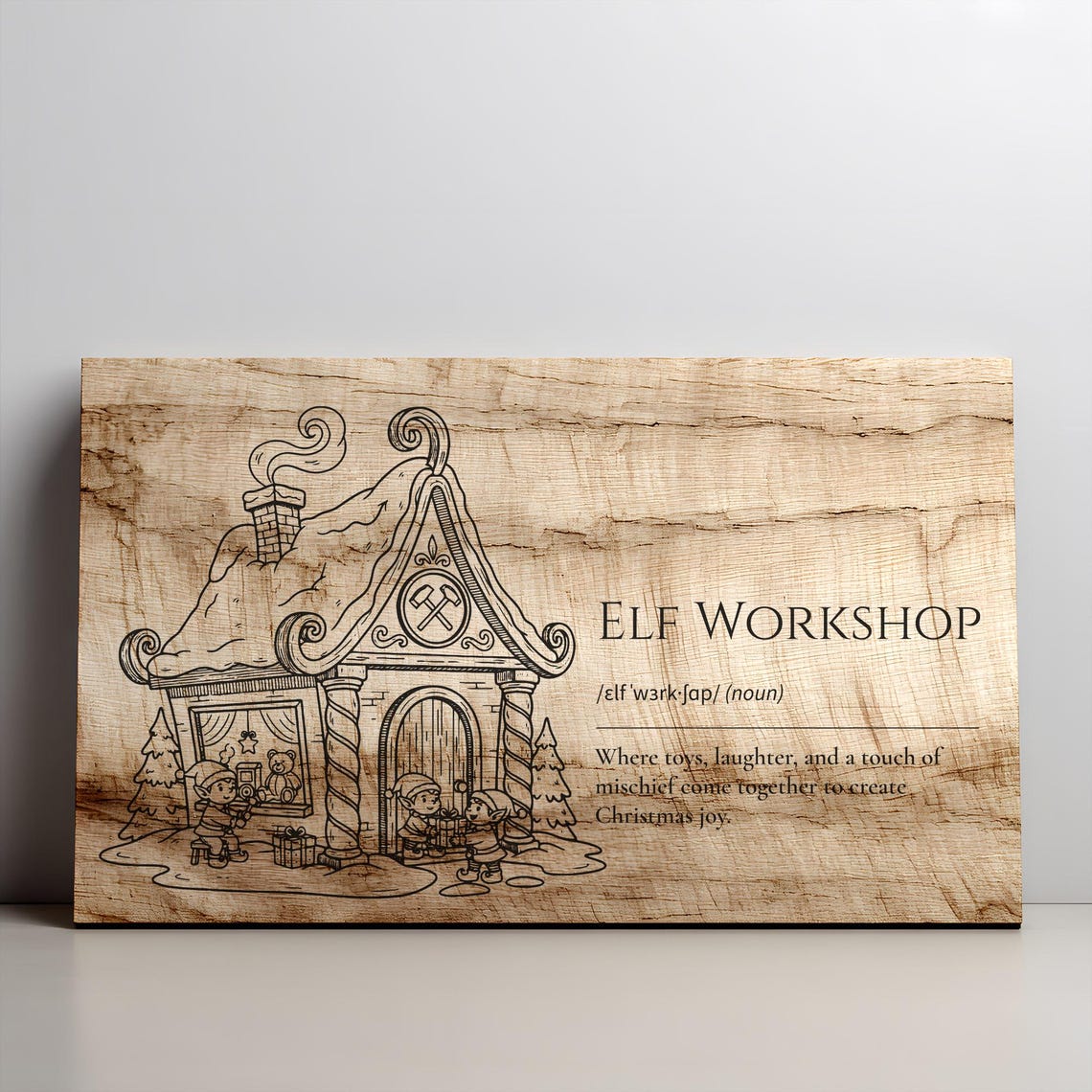 Elf Workshop Definition Sign SVG PNG, Holiday Wooden Sign, Christmas ...