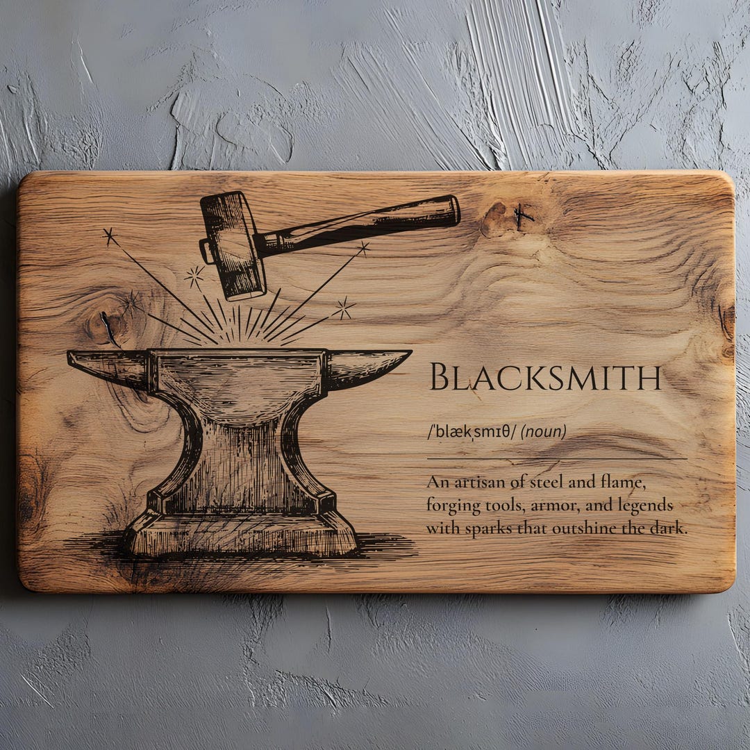 Blacksmith SVG, PNG, Definition Sign, Cutting Board Laser Engrave ...