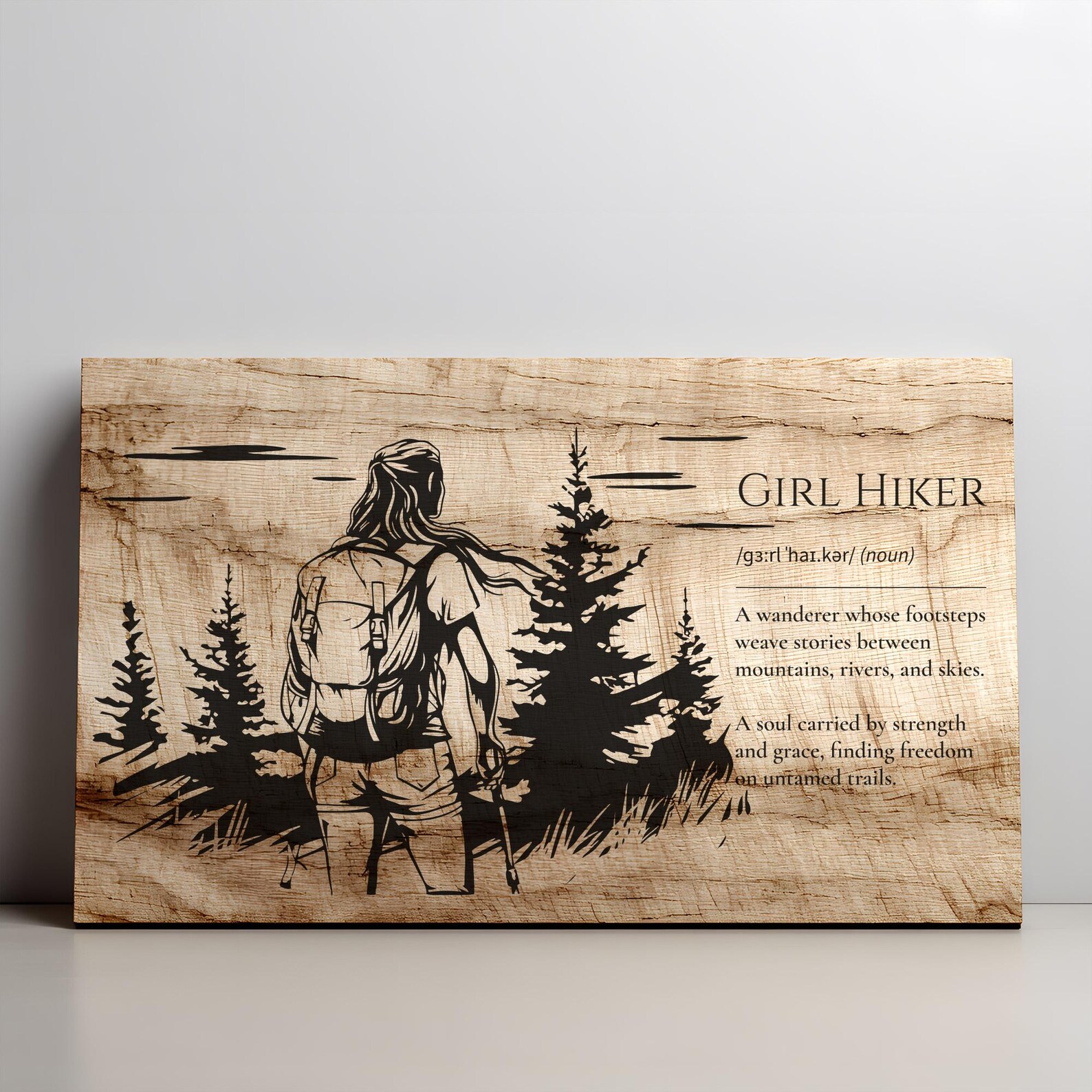 Hiking Girl SVG, PNG, Hiking Cutting Board, Definition Wall Art, Laser ...