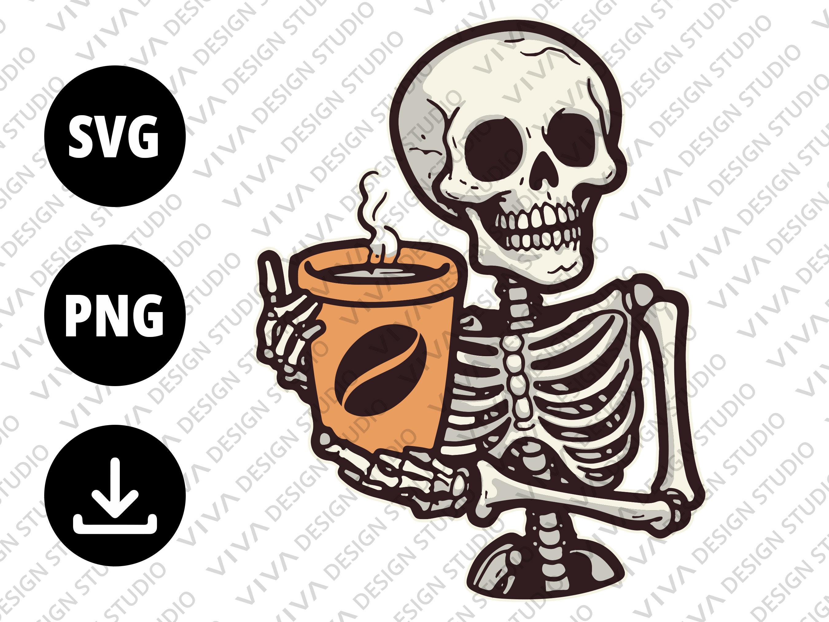 Happy Skeleton Drinking Coffee SVG PNG. Skeleton Coffee SVG. - Etsy