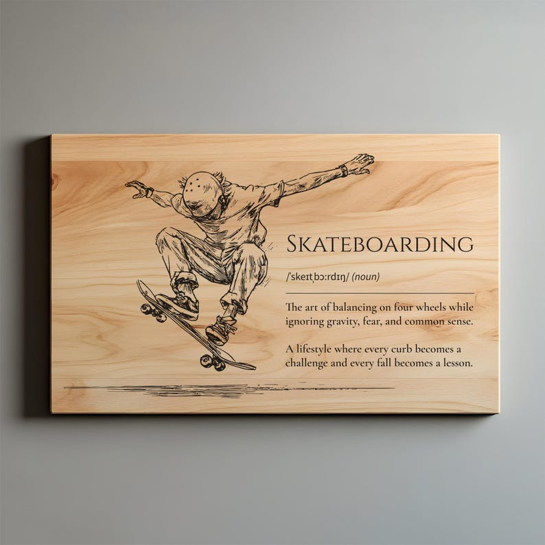 Skateboarding Definition SVG PNG, Lightburn Laser, Skateboarder Sign ...