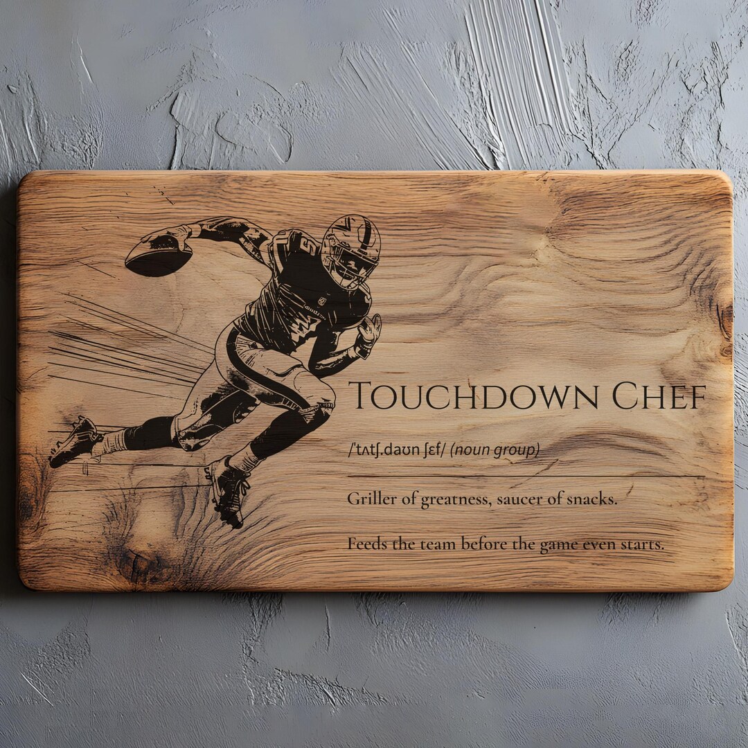 Touchdown Definition, Footy Lover, Cutting Board SVG PNG, Lightburn ...