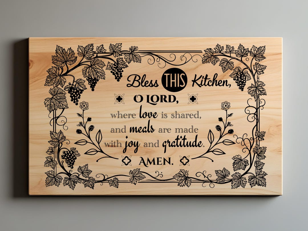 Bless This Kitchen Cutting Board, Charcuterie Laser Engrave SVG File ...