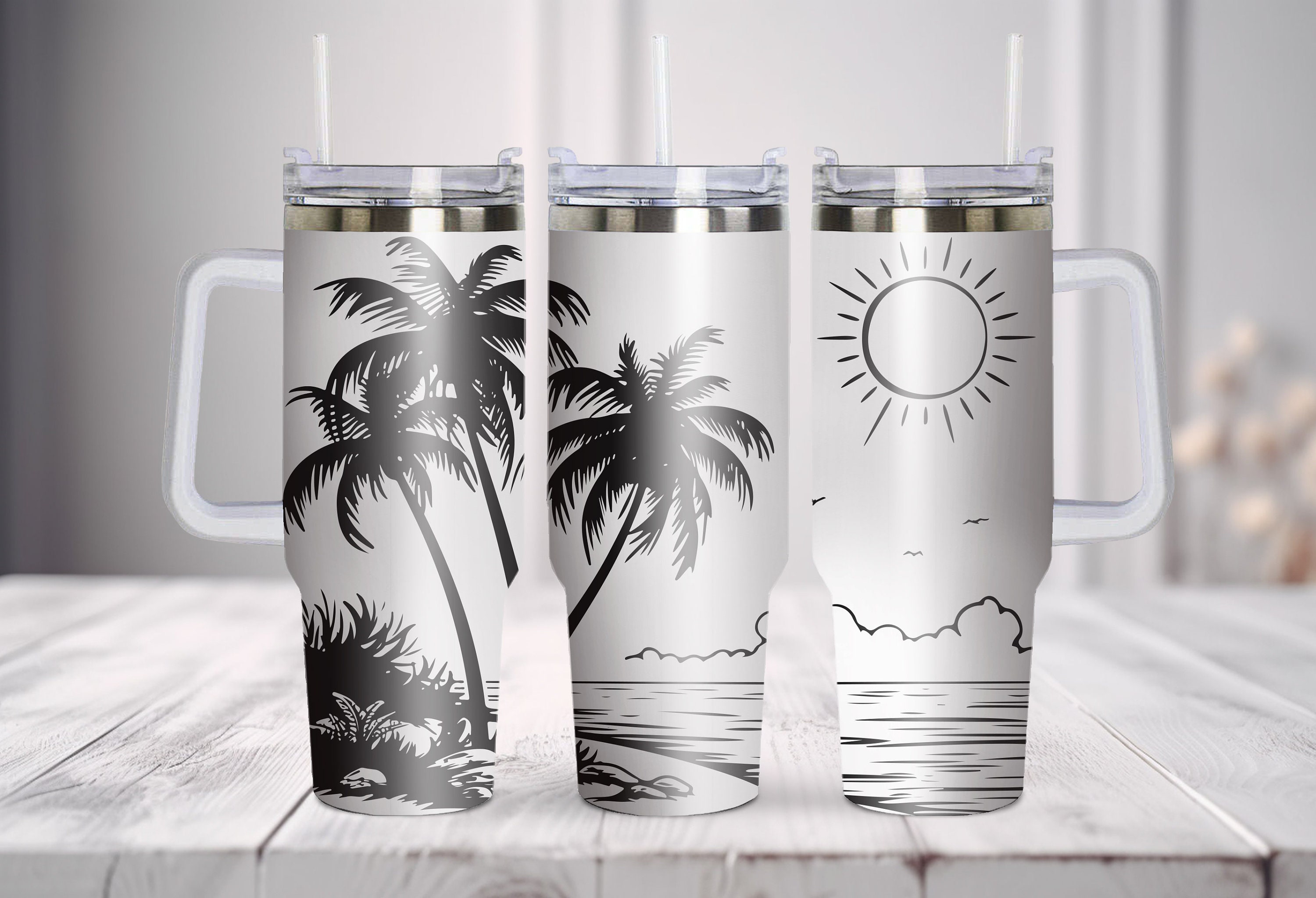 Beach Tumbler Wrap SVG Tumbler Wrap Laser Svg, 40oz Tumbler Full Wrap ...