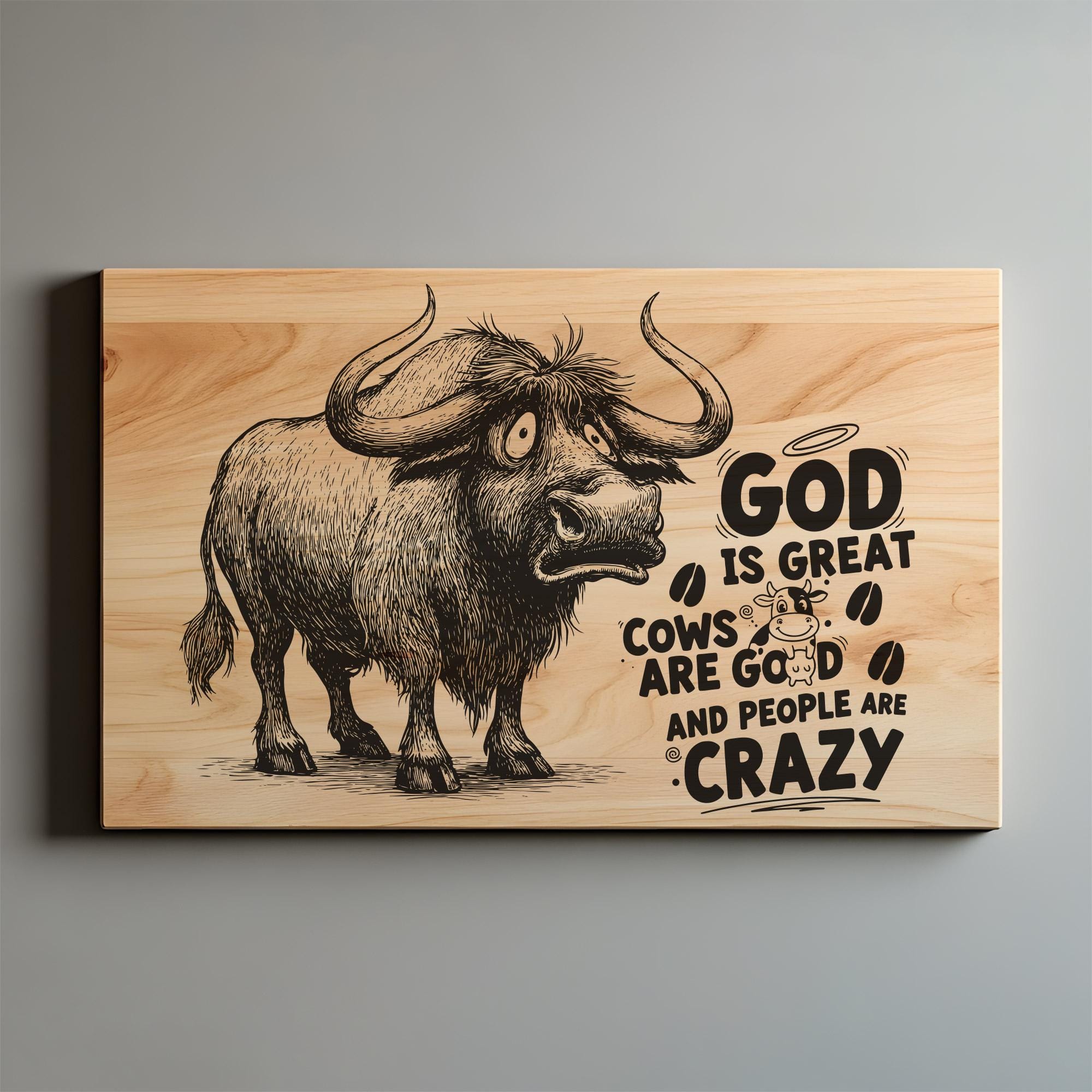 God is Great Highland Cow Charcuterie, Cutting Board Laser Engrave SVG ...