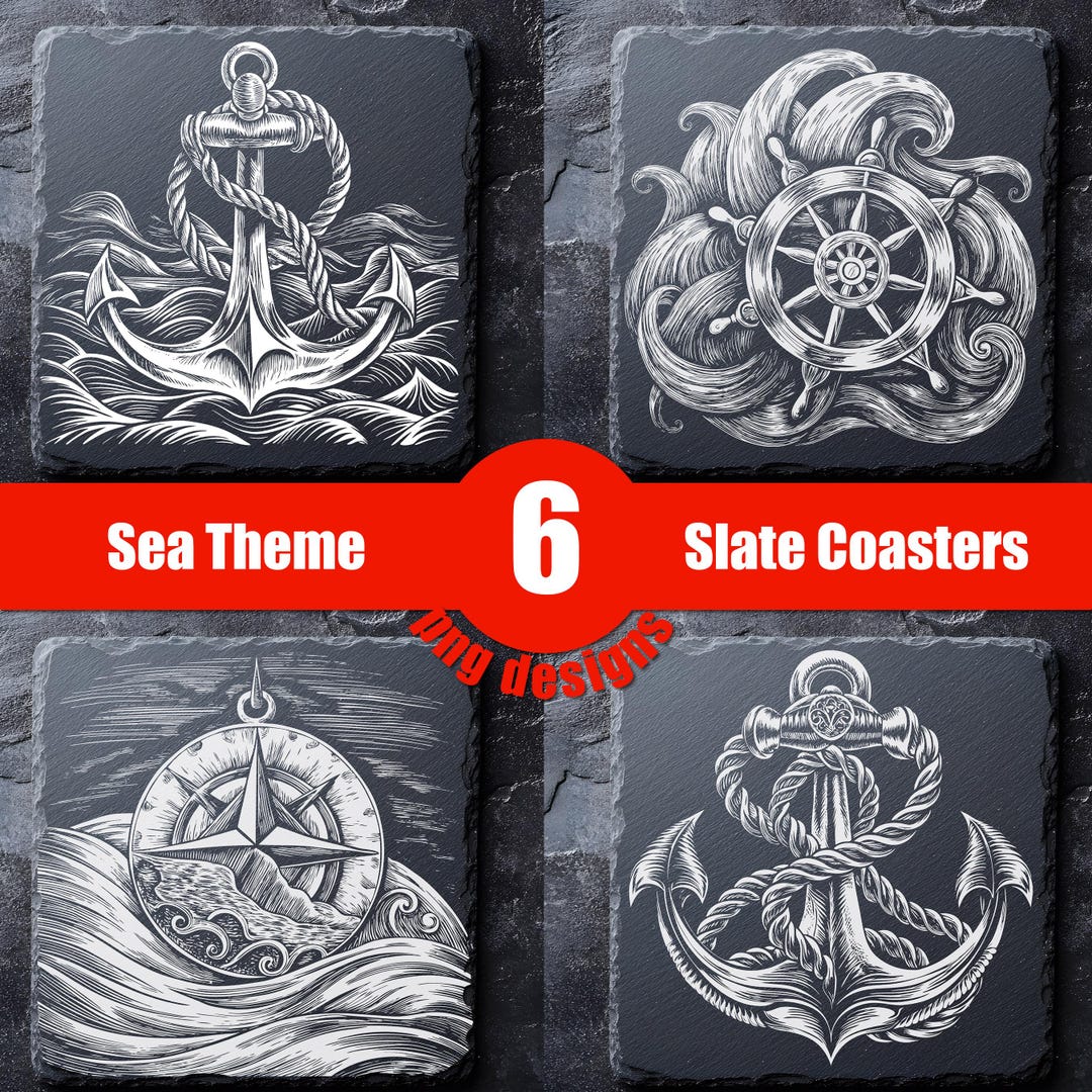 Sailor Slate Coaster SVG, PNG Bundle, Navy Coasters Engraving, Png ...
