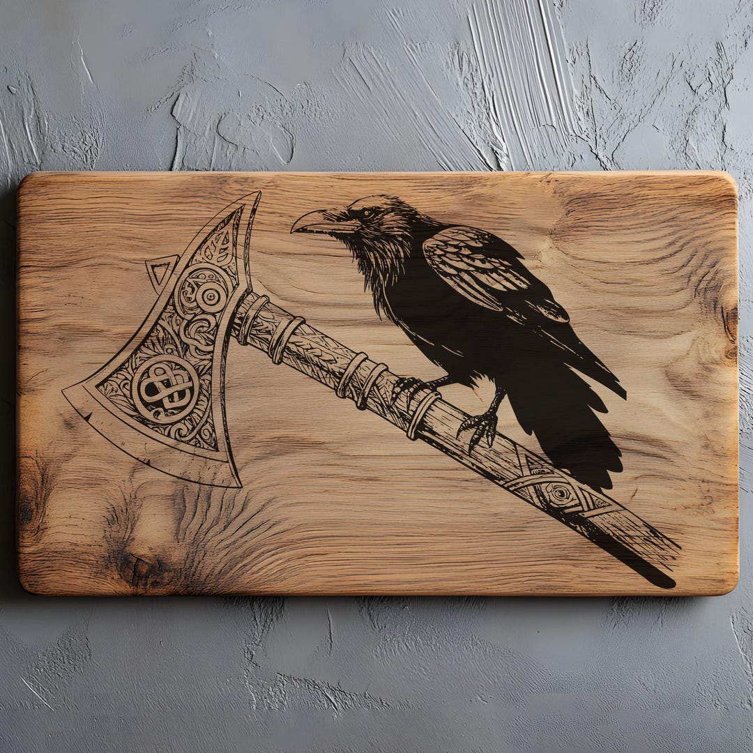 Raven Axe Charcuterie, Cutting Board Laser Engrave SVG, PNG ...