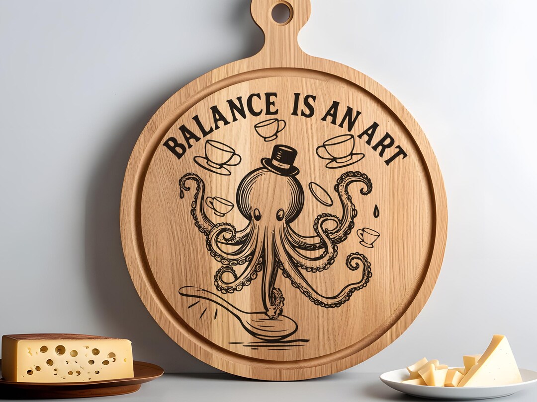 Balance Charcuterie SVG , Octopus Cutting Board Laser Engrave File Svg ...
