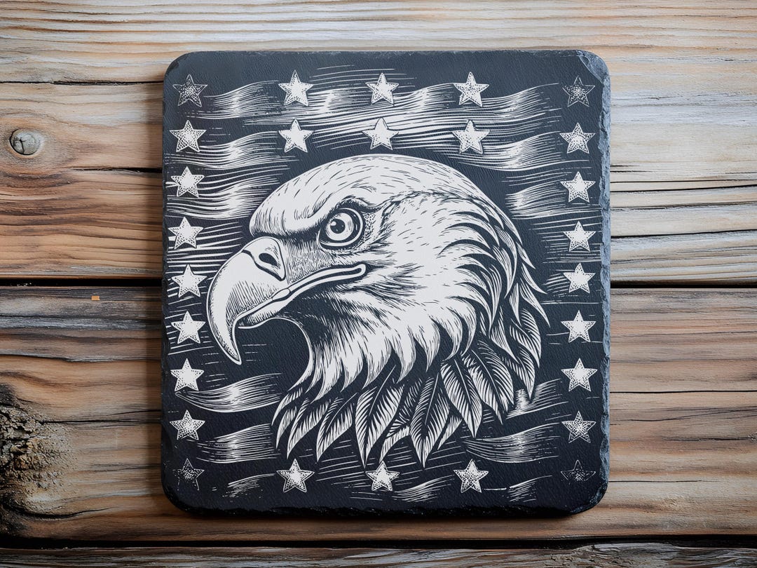 Eagle SVG, PNG Slate Coaster Engraving, Patriotic Slate Board, Cutting ...