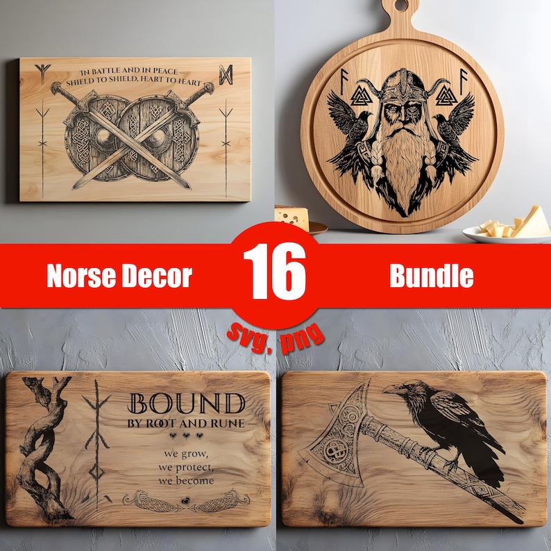 Norse Viking SVG PNG Bundle, Scandinavian Home Decor, Laser Engraved ...