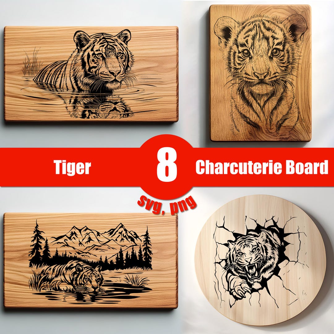 Tigers Svg Bundle, Charcuterie, Cutting Board Svg Png, Laser Engrave ...