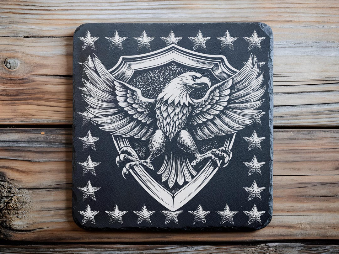 Shield Eagle SVG, PNG Slate Coaster Engraving, Patriotic Slate Board ...